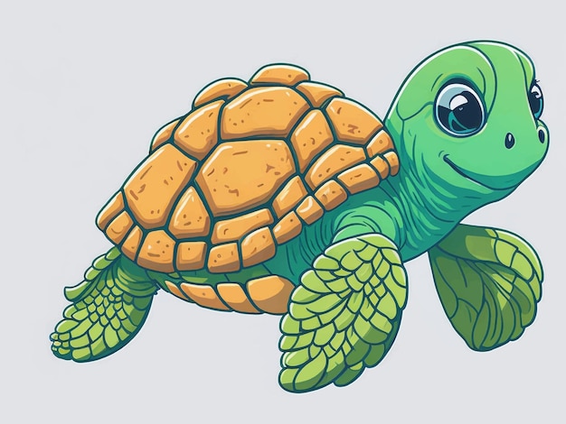 Adorable Cartoon Turtle Swims Gracefully in the Ocean | Jiffy Designs