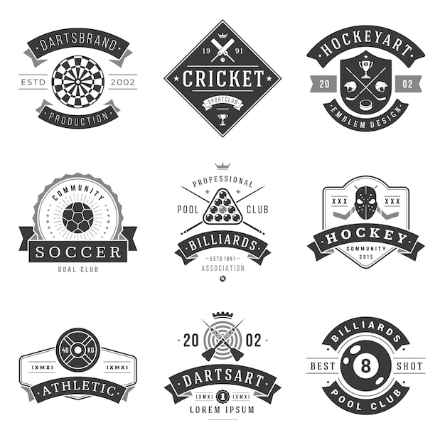 Diverse Sports Insignia Collection: Emblems for Cricket, Soccer, Hockey ...