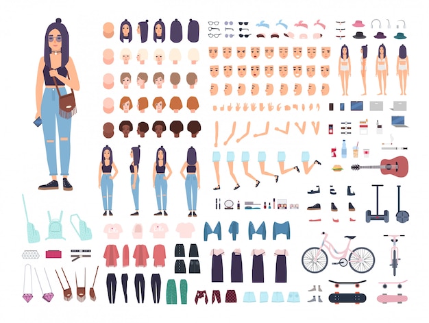 Diverse Female Character Creation Kit with Customizable Clothing and ...