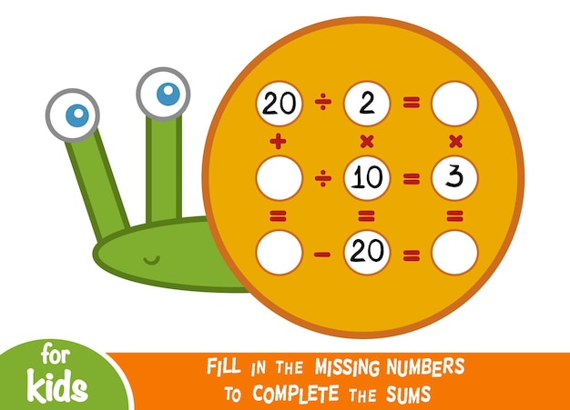 Cute Snail Solving Math Puzzles for Kids | Jiffy Designs