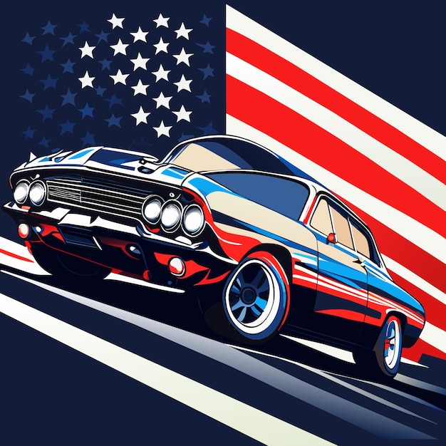 Patriotic American Muscle Car: A Retro-Inspired Automotive Icon | Jiffy ...