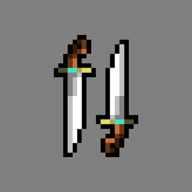 Striking Pixel Art Swords with Vibrant Accents | Jiffy Designs