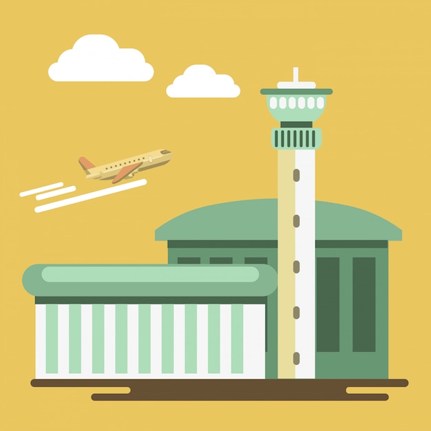 Vibrant Airport Terminal with Soaring Plane | Jiffy Designs