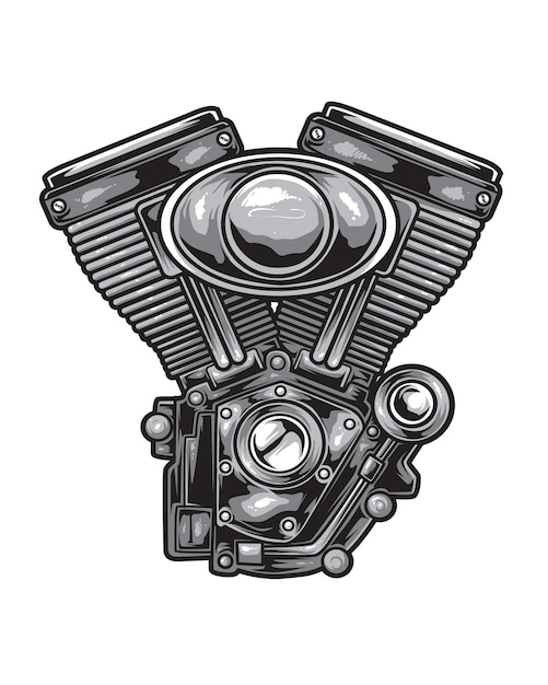 Powerful Monochrome Engine - Intricate Motorcycle Design | Jiffy Designs
