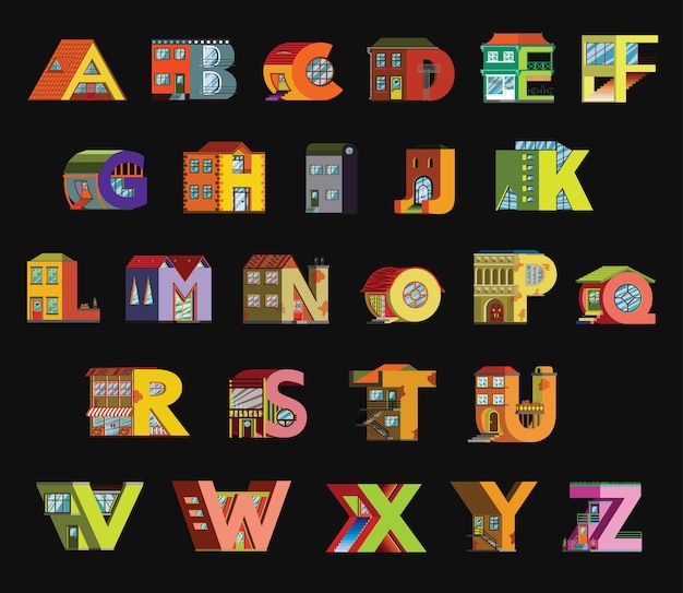 Vibrant Architectural Alphabet: A Diverse Collection of Typographic Designs | Jiffy Designs