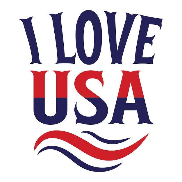 Patriotic 'I Love USA' Text with Waving Flag Design | Jiffy Designs