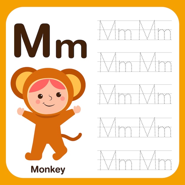 Adorable Monkey Motif with Repeating Letter M | Jiffy Designs
