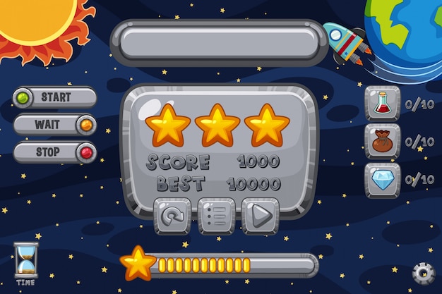 Vibrant Space-Themed Game Interface with Stars and Planets | Jiffy Designs