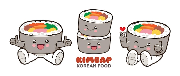 Adorable Kimbap Collection: Delightful Korean Snack Illustrations ...