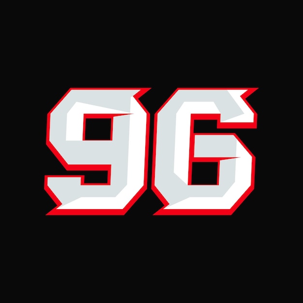 Vibrant 96 Number Design with Glowing Outline | Jiffy Designs