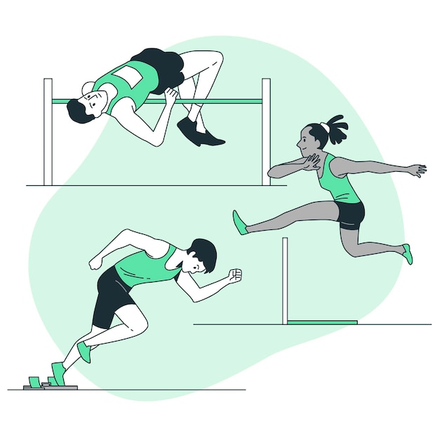 Dynamic Track and Field Athletes Competing in Hurdles | Jiffy Designs