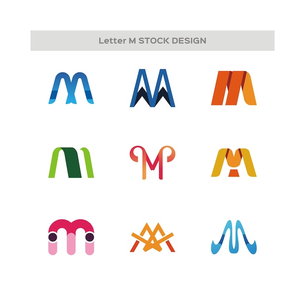 Vibrant Letter M Symbols in Diverse Geometric Shapes | Jiffy Designs