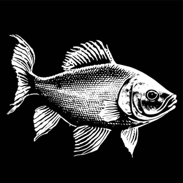 Striking Monochrome Illustration of a Detailed Fish | Jiffy Designs