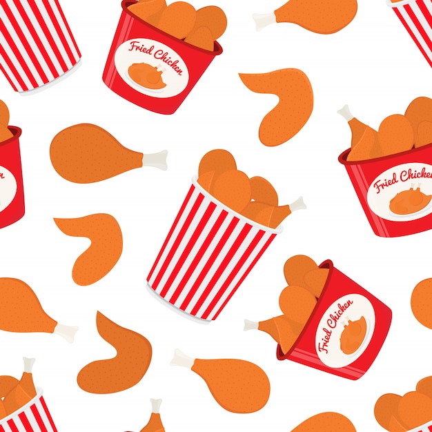 Delightful Fried Chicken Pattern with Vibrant Stripes and Sauces ...