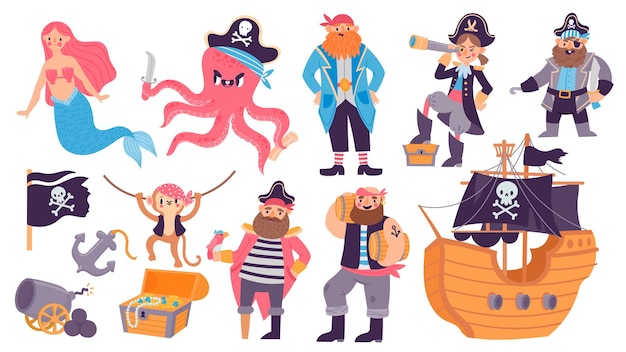 Vibrant Pirate-Themed Collection with Diverse Characters and Nautical ...
