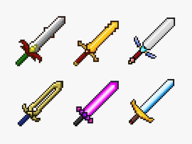 Vibrant Pixel Art Swords: A Diverse Collection of Iconic Weaponry | Jiffy Designs