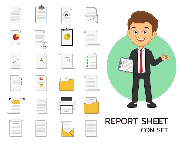 Comprehensive Report Sheet Icon Collection for Business and Office ...