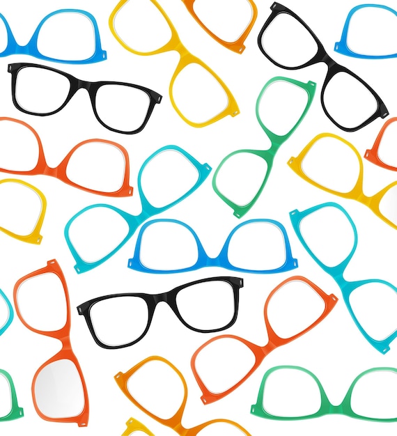 Vibrant Eyeglasses Pattern with Diverse Frames | Jiffy Designs