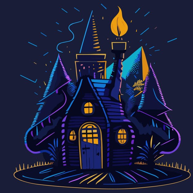 Enchanting Nightfall: A Whimsical Castle in the Starry Sky | Jiffy Designs