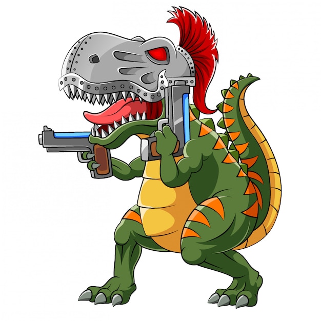 Fierce Robotic Dinosaur Wielding Futuristic Blaster | Jiffy Designs