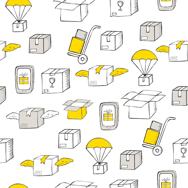 Diverse Delivery Icons: Boxes, Parachutes, and Parcels in Motion ...