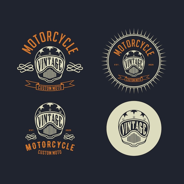 Vintage Motorcycle Emblems with Retro Illustrations and Typography ...