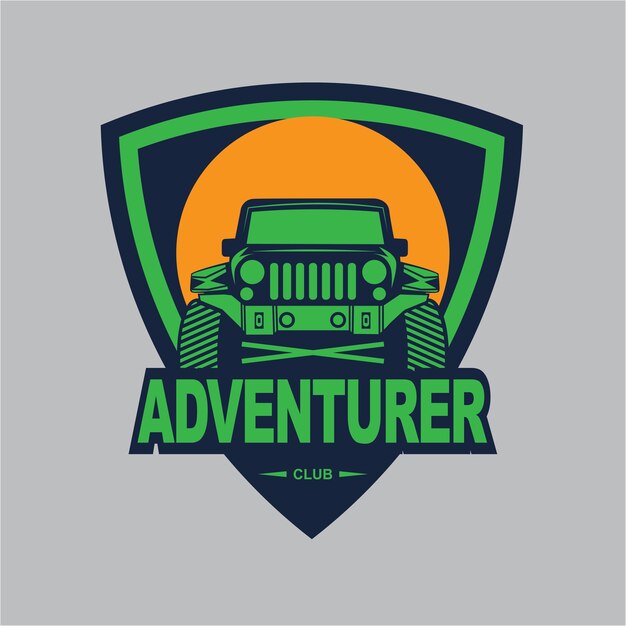 Rugged Adventurer Club Emblem with Off-Road Vehicle | Jiffy Designs