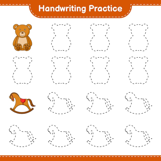 Adorable Teddy Bears and Rocking Horses for Handwriting Practice ...