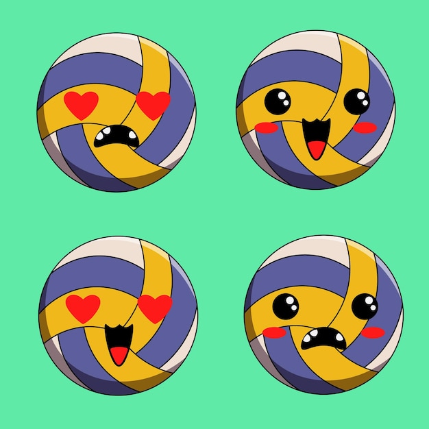 Vibrant Volleyball Faces: Playful, Expressive, and Colorful | Jiffy Designs