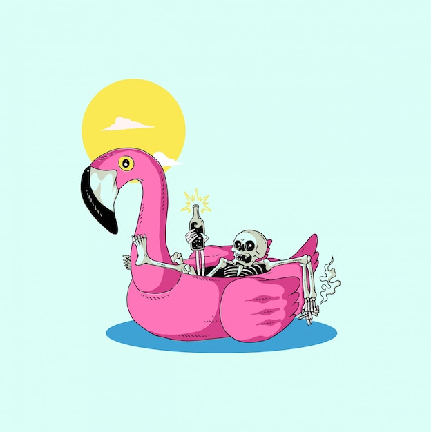 Whimsical Flamingo Float with Skeleton Companion | Jiffy Designs