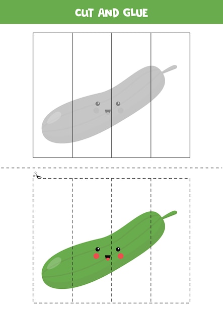 Adorable Vegetable Puzzle: Cute Cucumber Cut and Glue Activity | Jiffy ...