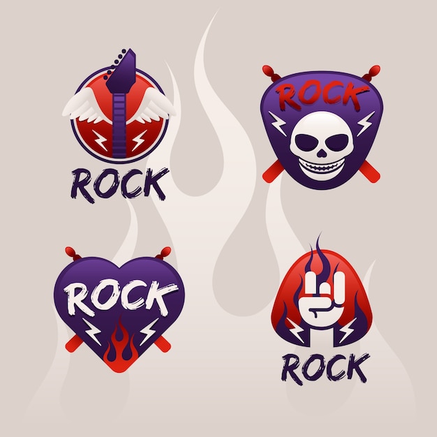 Vibrant Rock Symbols with Guitars, Skulls, and Crossed Drumsticks ...