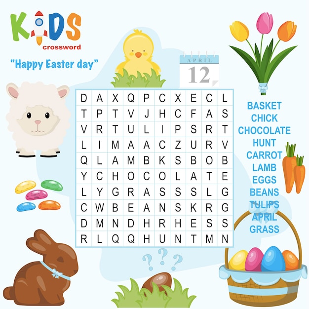 Colorful Easter Day Word Search and Illustration | Jiffy Designs