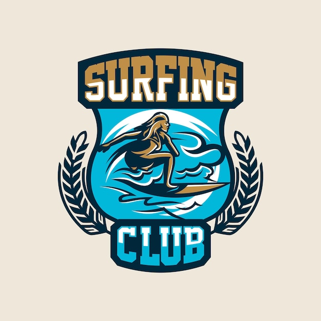 Iconic Surfing Club Emblem Celebrates Waves and Riders | Jiffy Designs