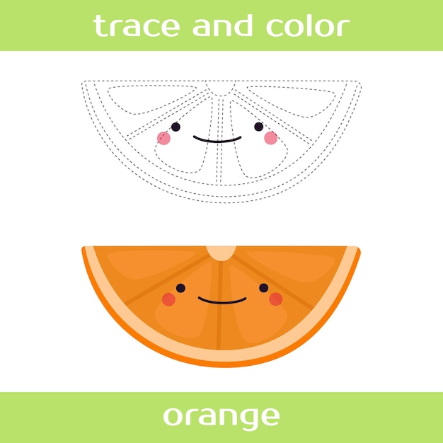 Vibrant Orange Slice with Smiling Face: Trace and Color | Jiffy Designs