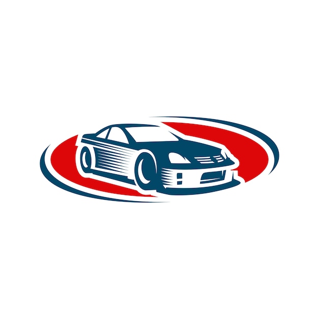 Stylized Retro Sports Car Graphic with Oval Frame | Jiffy Designs