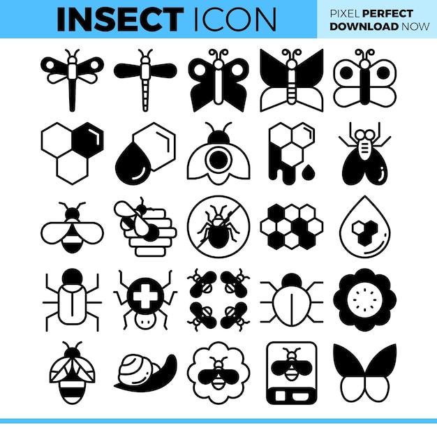 Diverse Collection of Iconic Insect Silhouettes and Symbols | Jiffy Designs