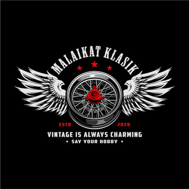 Winged Vintage Wheel with Embellished Lettering and Stars | Jiffy Designs