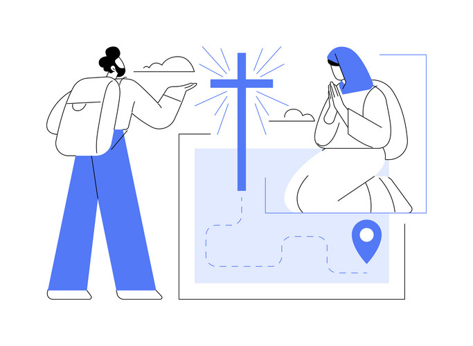Christian Pilgrimages Abstract Concept Vector Illustration. Go On ...