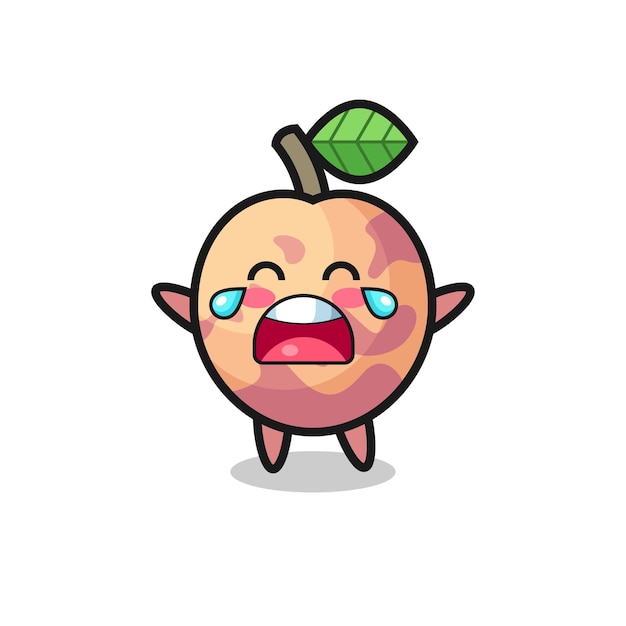 Adorable Crying Peach Cartoon Character with Leaf | Jiffy Designs