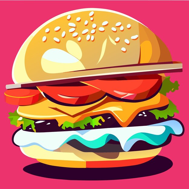 Vibrant Layered Burger on Bold Gradient Background | Jiffy Designs