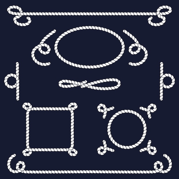 Nautical Rope Frames and Shapes on Navy Background | Jiffy Designs