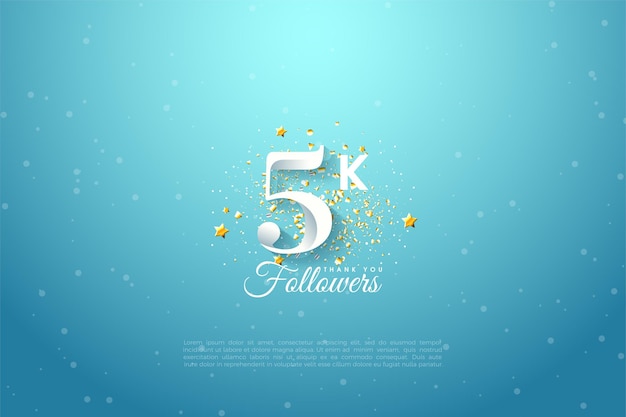 Sparkling 5K Followers Milestone Celebration on Blue Background | Jiffy ...
