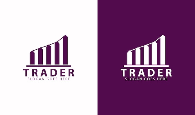 Striking Purple and White Trader Logo with Distinctive Bars | Jiffy Designs