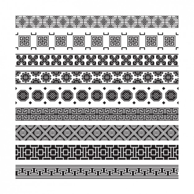 Monochrome Geometric Pattern Borders and Design Elements Collection ...