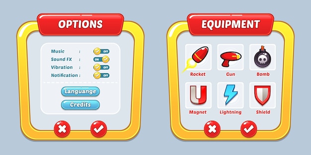 Customizable Gaming Options and Equipment Interface | Jiffy Designs