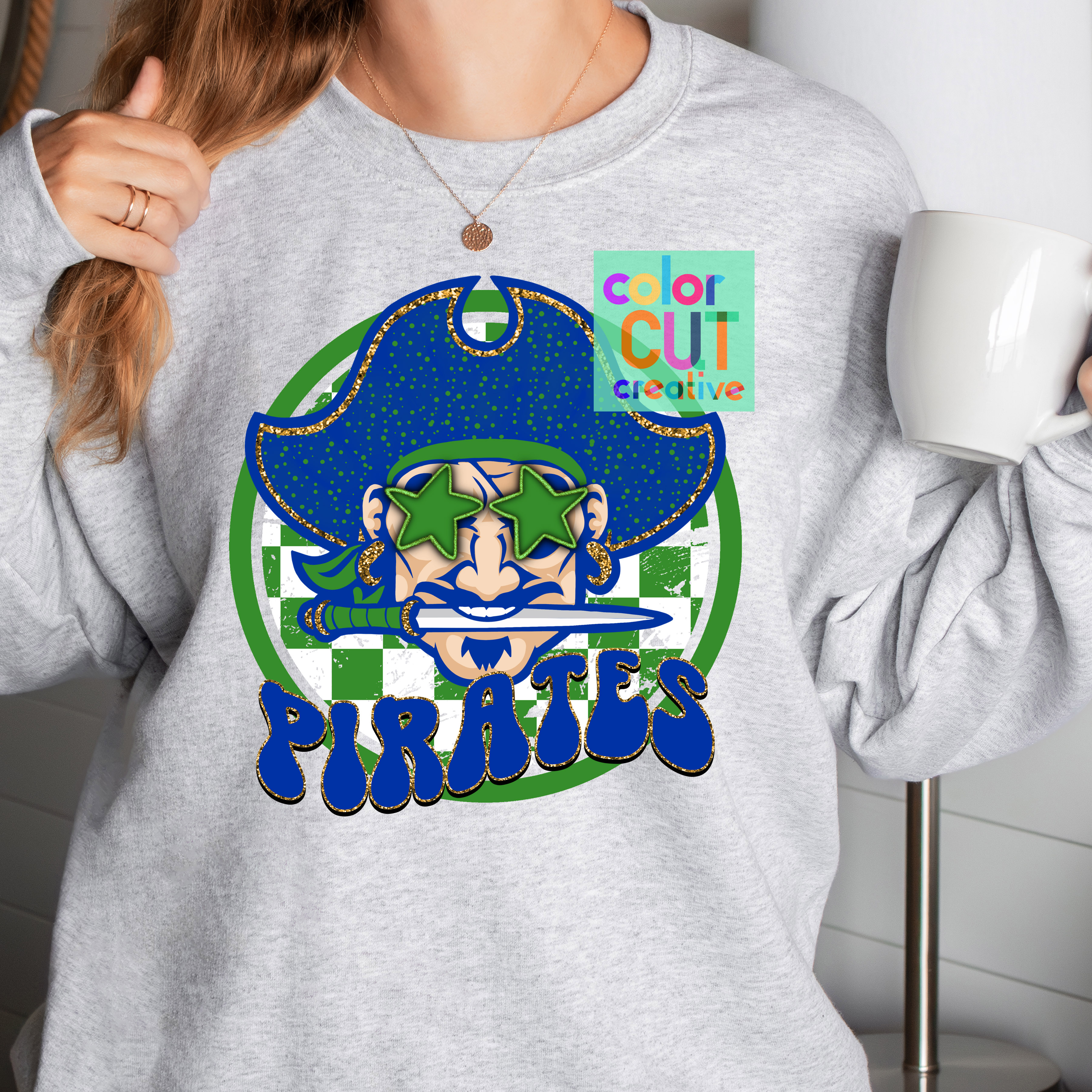 'Pirates' Whimsical Cartoon Pirate Face with Star-Studded Blue Hat ...