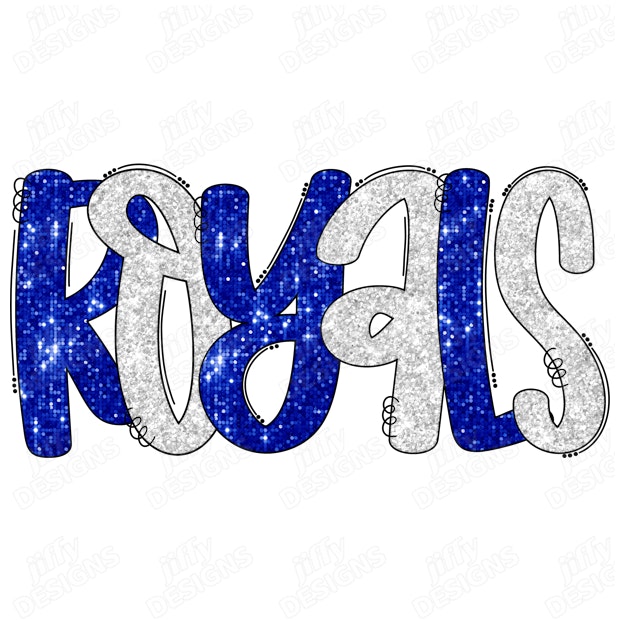 'Royals' Sparkling Blue and White Lettering with Starry Texture | Jiffy ...