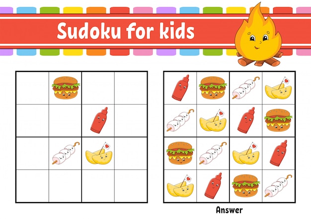 Delightful Sudoku for Kids with Vibrant Food Icons | Jiffy Designs