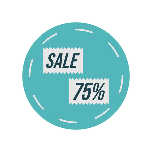 75 Percent Sale Blue Label Isolated On White Background | Jiffy Designs